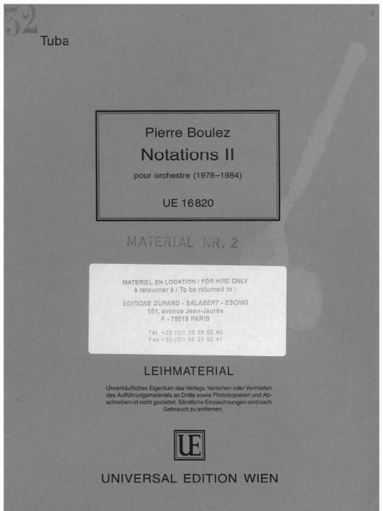 BOULEZ Notations II Tuba | PDF