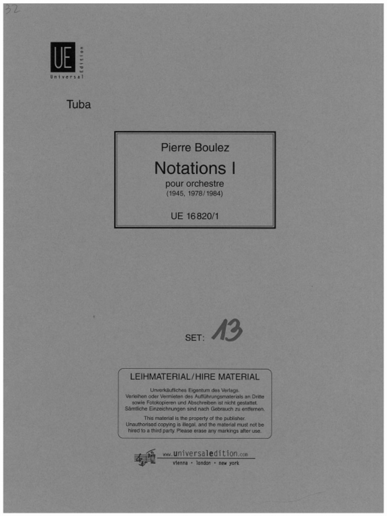 BOULEZ Notations I Tuba | PDF