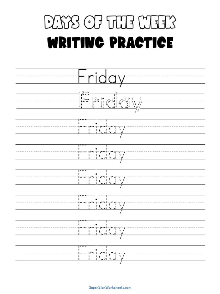 Daysofthe Week Handwriting Friday | PDF