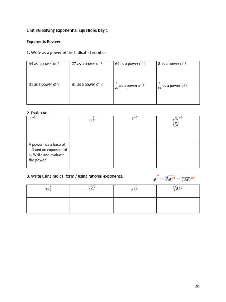 Exponential Equations Day 3 | PDF | Exponentiation | Mathematics
