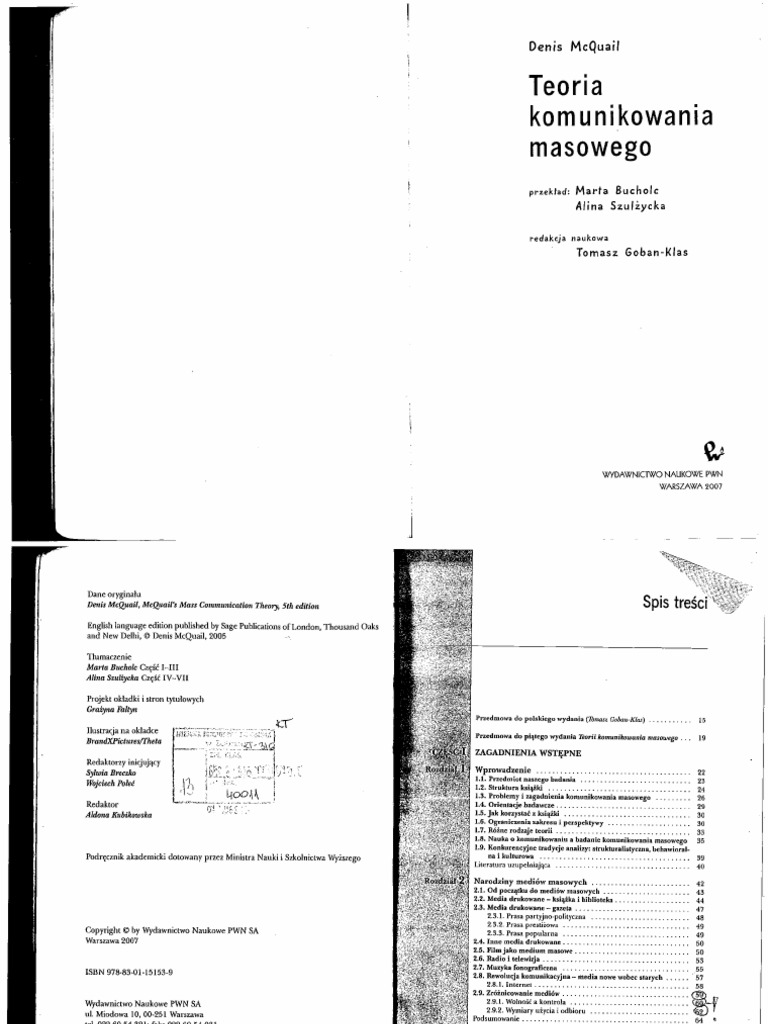McQuail - Teoria Komunikowania Masowego | PDF