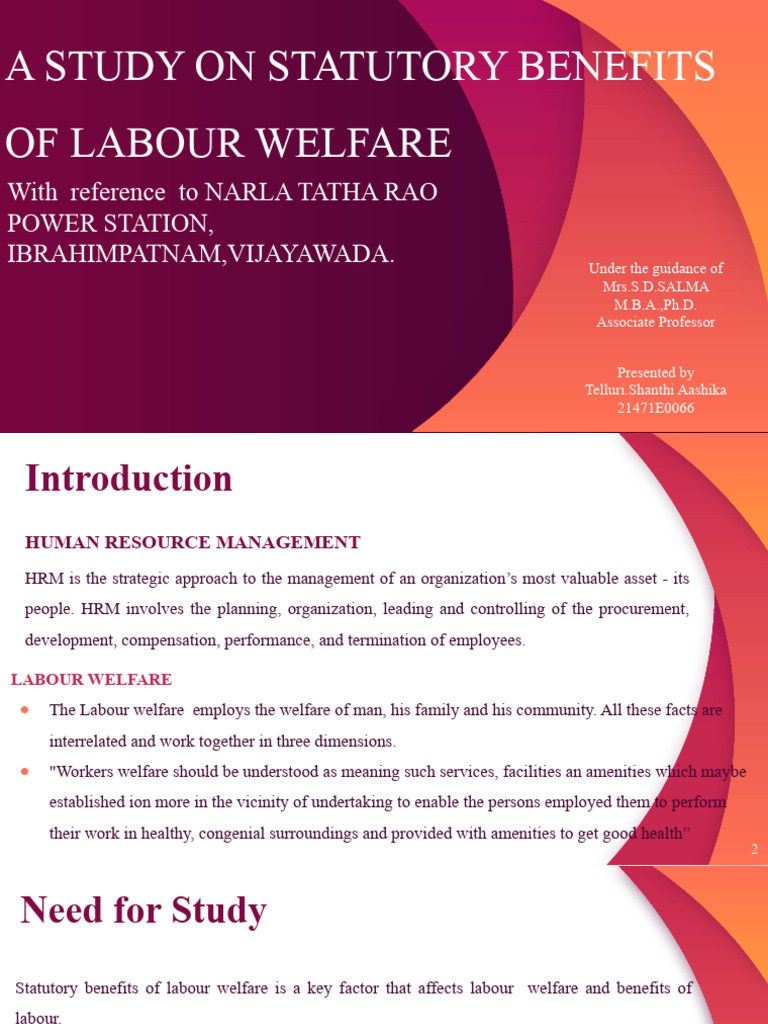 A Study On Statutory Benefits of Labour Welfare | PDF | Computers