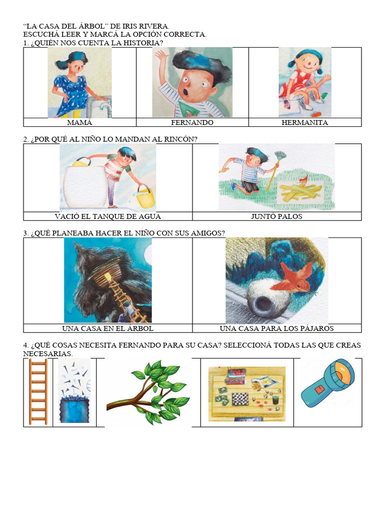 Actividades del Cuento "La Casa del Árbol" | PDF