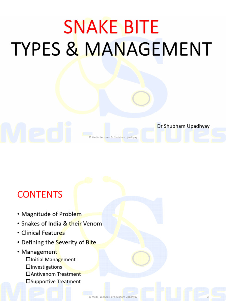 Snake Bite & Its Management | PDF