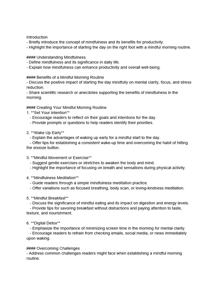 How To Cultivate A Mindful Morning Routine For A Productive Day Pdf