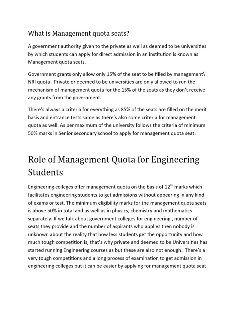 What Is Management Quota (2995) | PDF | Career & Growth