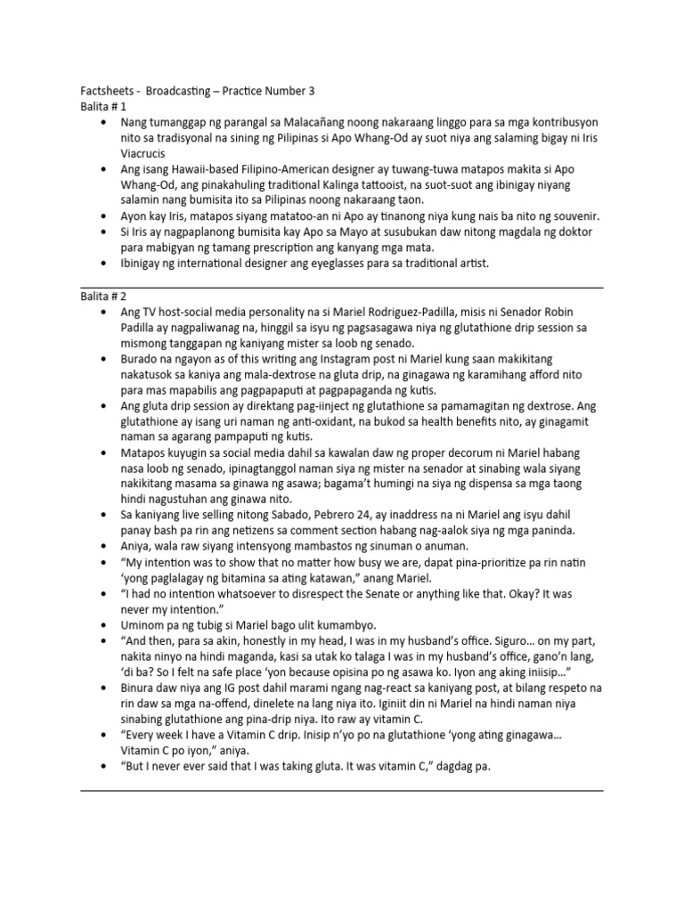 Factsheets Practice 1 - Broadcasting 1 | PDF