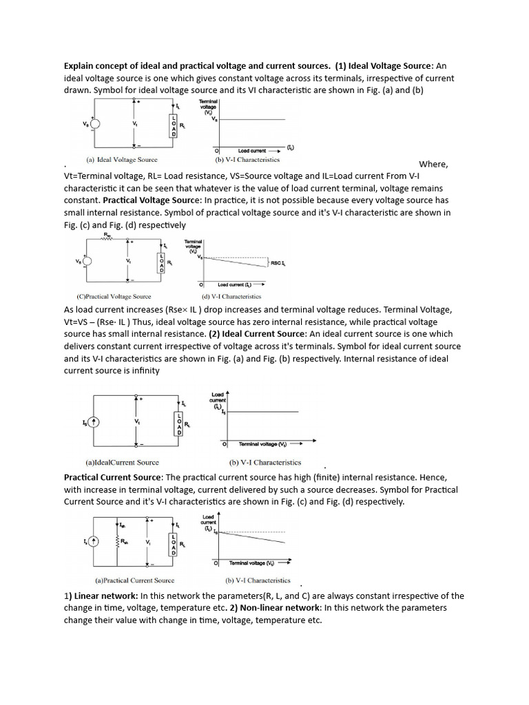 Explain Concept of Ideal and Practical Voltage and Current Sources | PDF