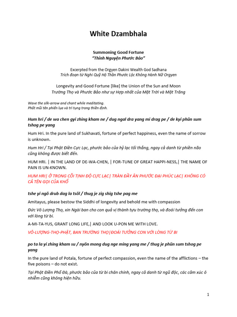 (VIET-VERSES) 2020 White Zambala - English - Vietnamese - Final | PDF