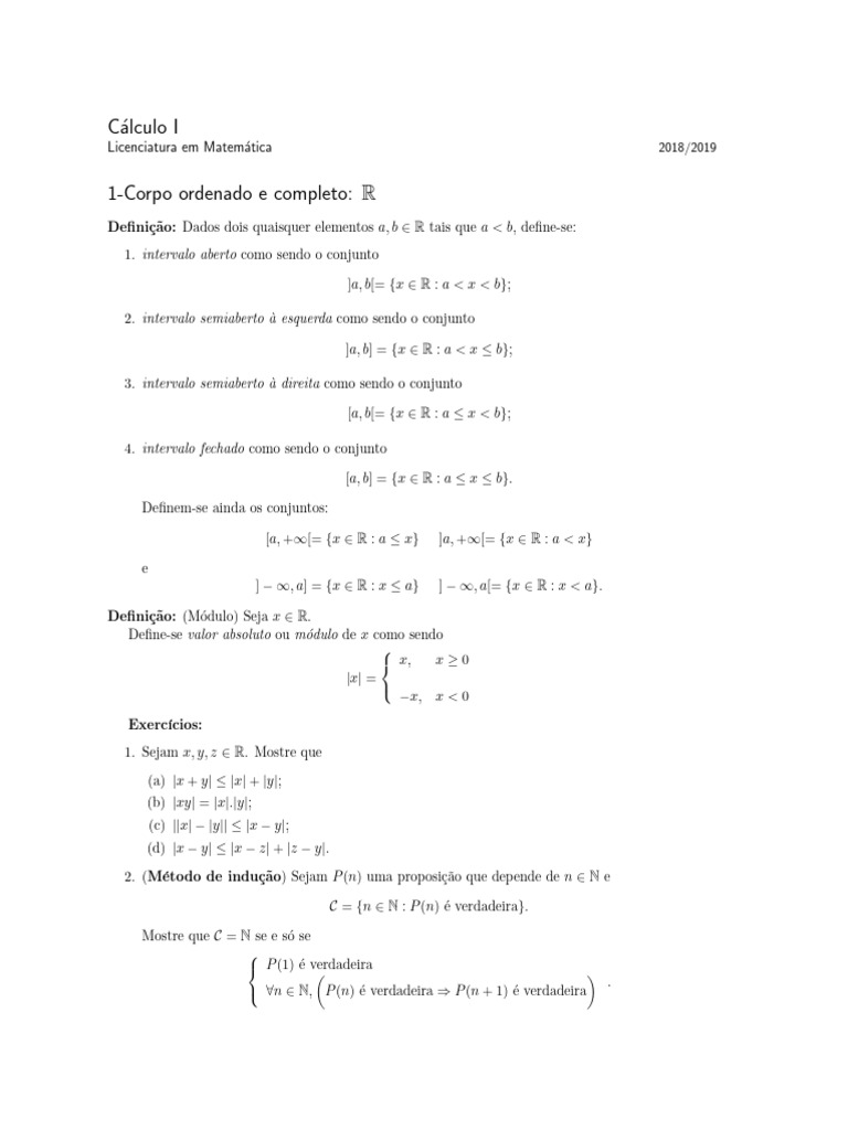 1 Corpo Ordenado Completo | PDF | Números | Aritmética
