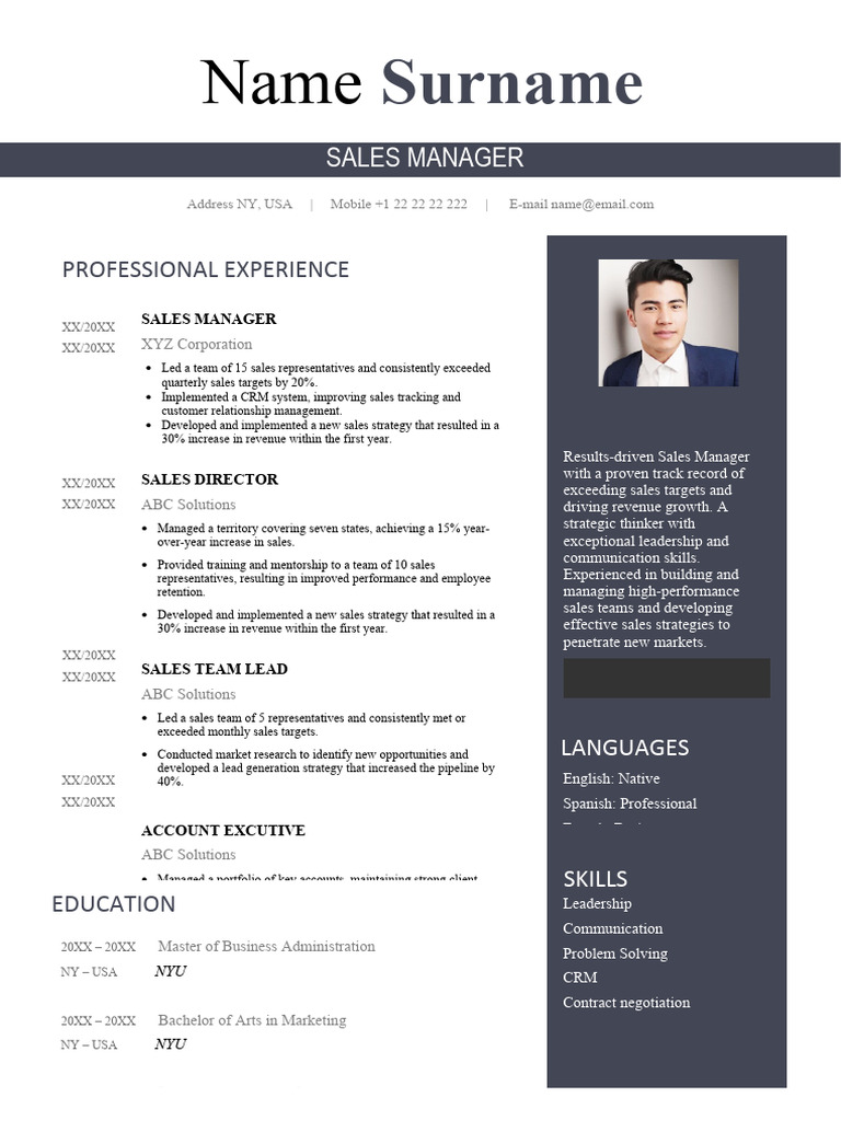 230 Fillable Resume Template | Download Free PDF | Sales | Résumé