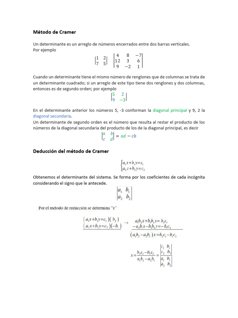 Método de Cramer | PDF | Determinante | Matemáticas