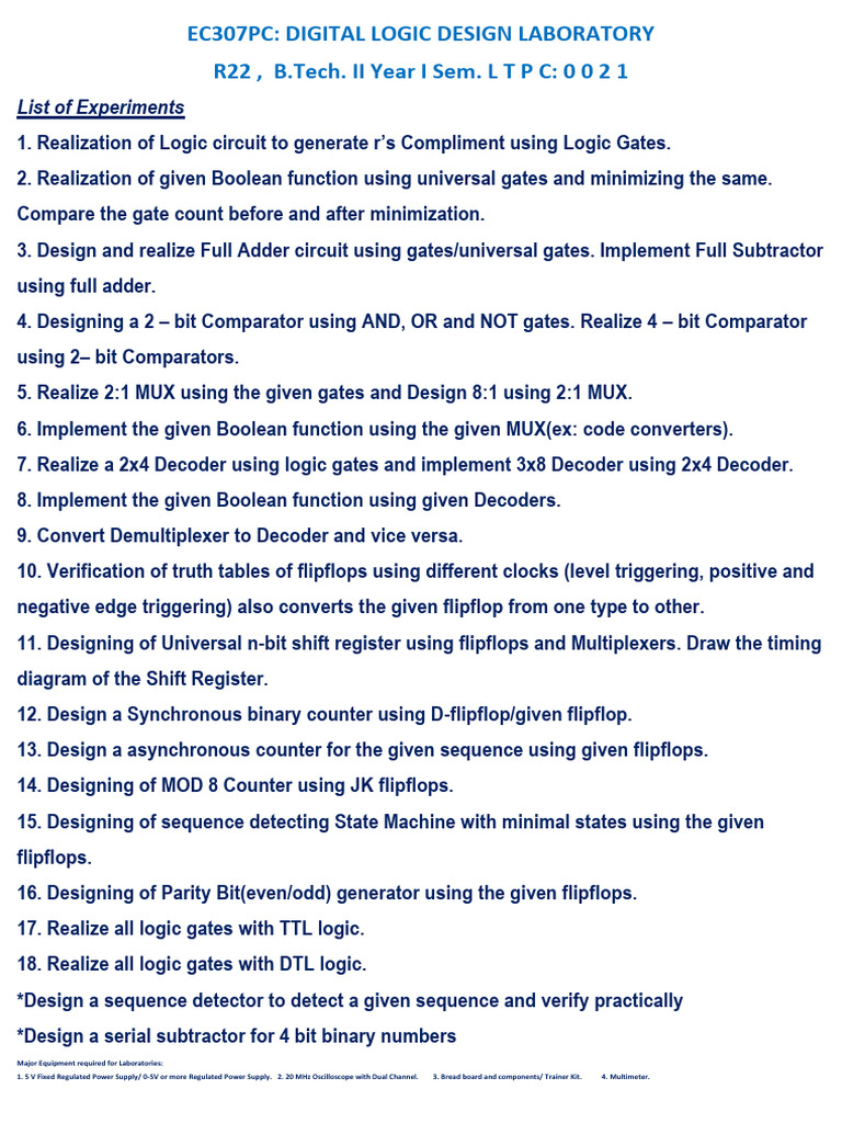 Digital Logic Design Laboratory | PDF