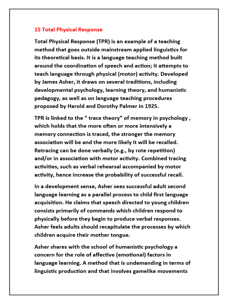 15 Total Physical Response | PDF