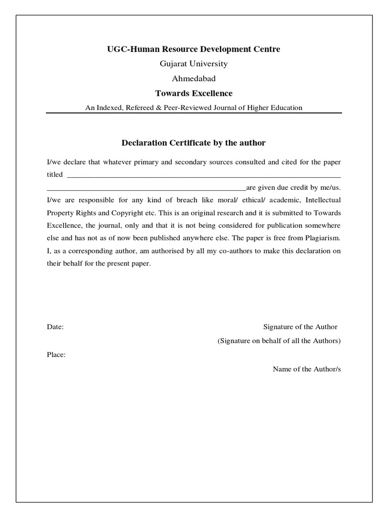 Declaration Certificate | PDF