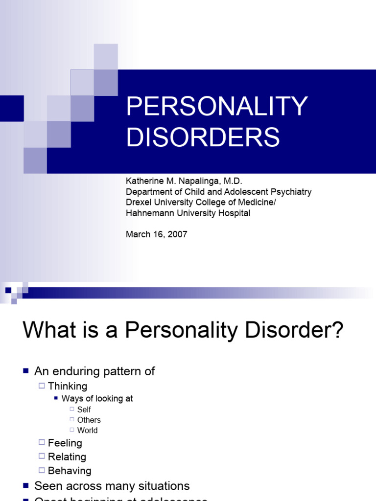 Overview of Cluster B Personality Disorders | PDF | Personality ...
