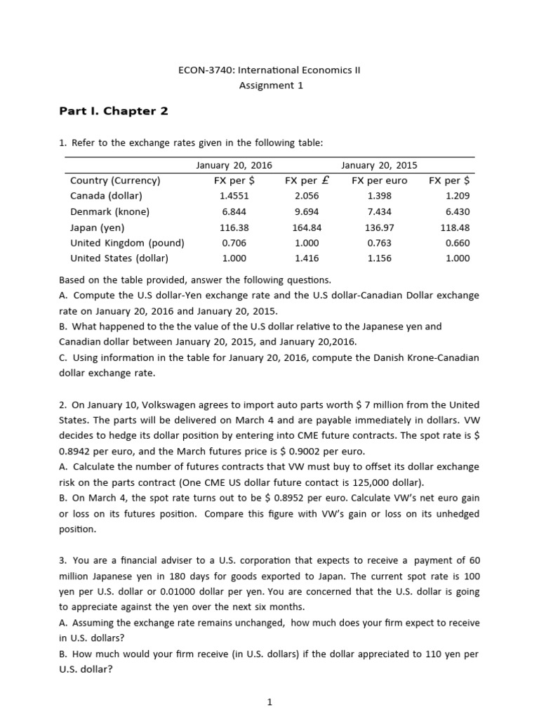 Assignment 1 | PDF | Exchange Rate | Inflation