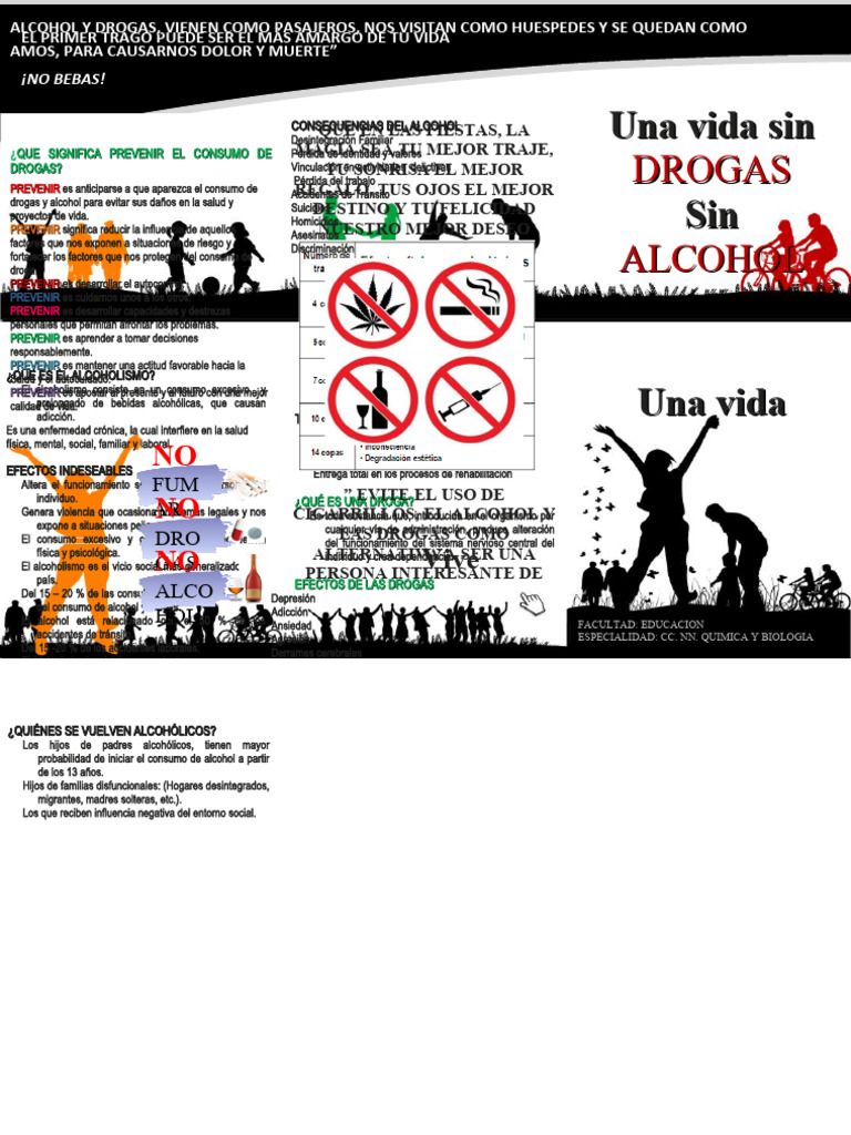 Triptico De Las Drogas 4 Pdf Alcoholismo La Dependencia De Sustancias