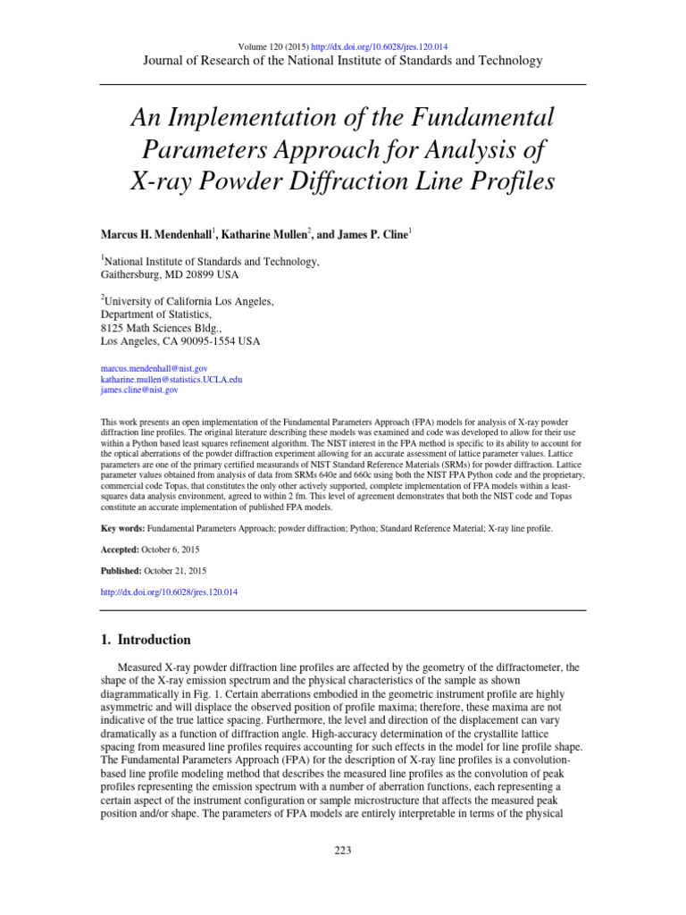 An Implementation of The Fundamental Parameters Approach For Analysis of X-Ray Powder ...