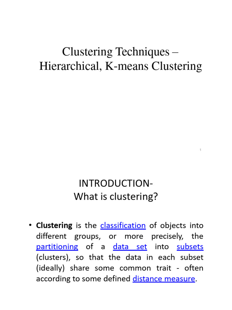 Clustering Techniques - Hierarchical, K-Means Clustering | Download Free PDF | Cluster Analysis ...