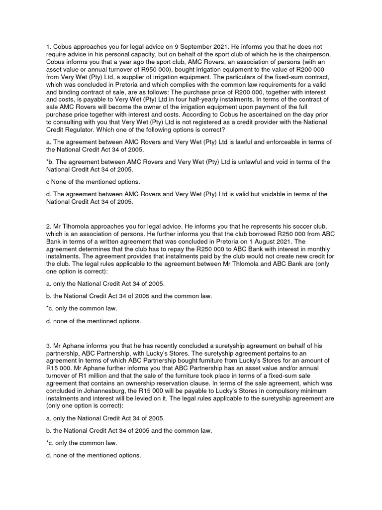 Revision Questions 2 With Answers | PDF | Credit | Finance & Money ...