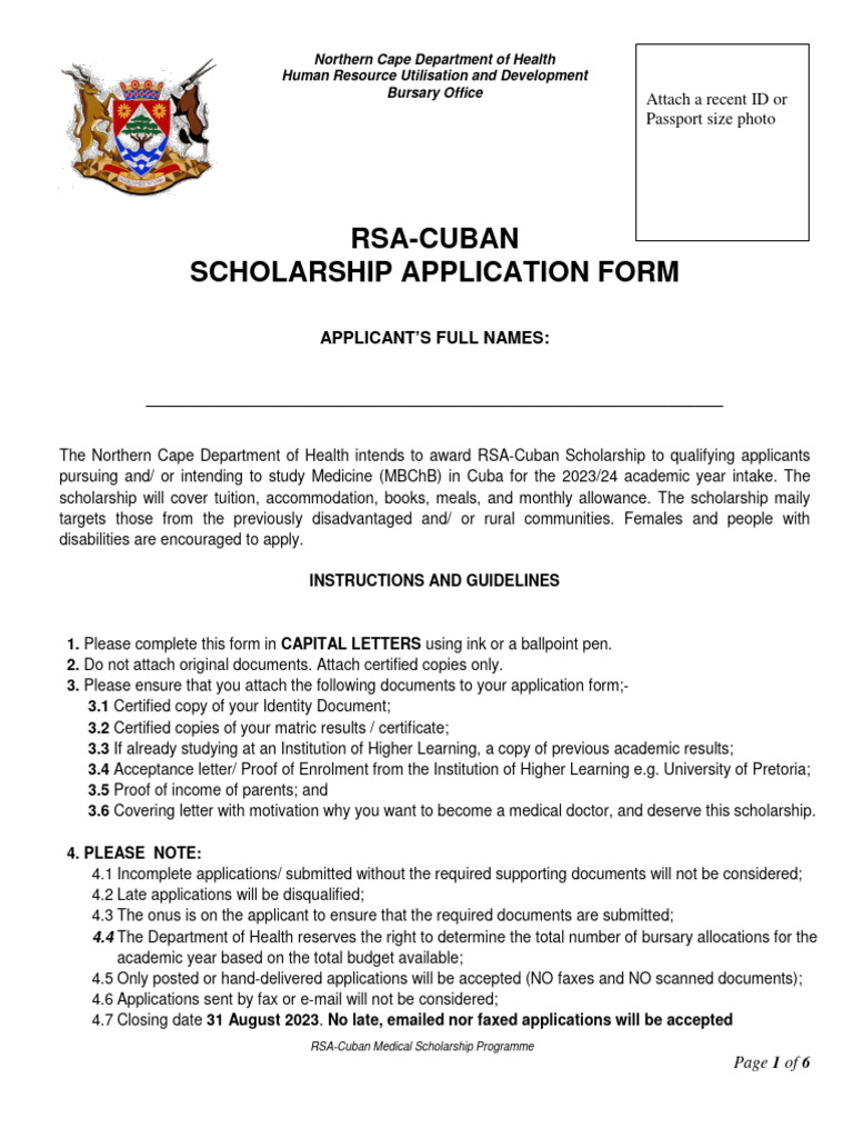 Application Form - RSA - Cuban Med Scholarship FNL - 230817 - 101626 | PDF