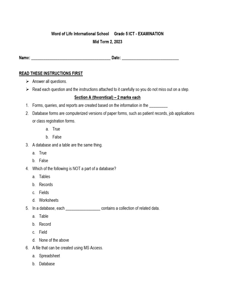 Grade 5 ICT Mid Term 2023 | PDF | Input/Output | Computer Keyboard