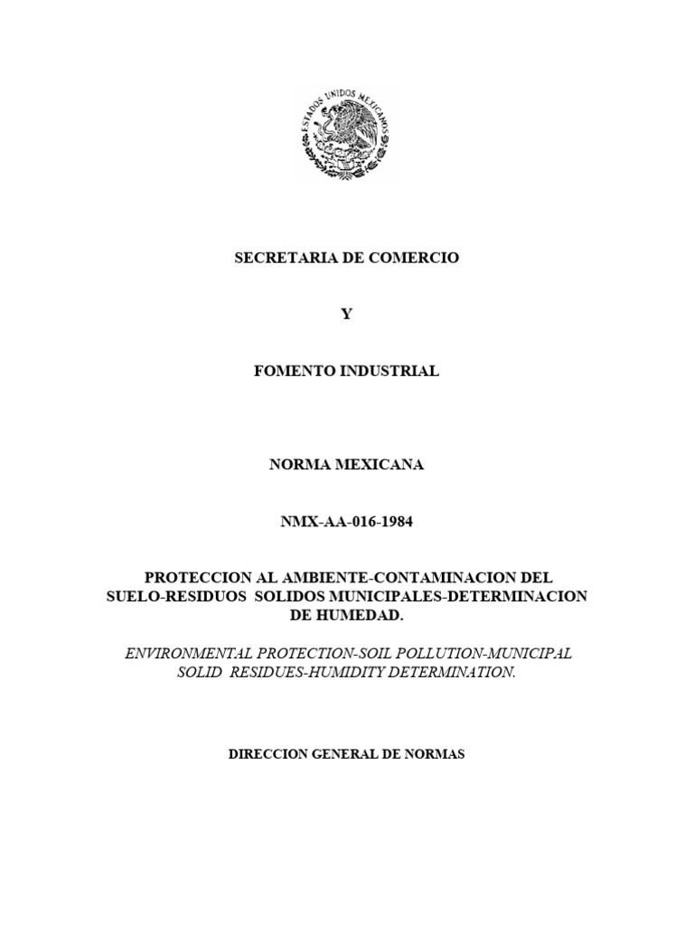 NMX Aa 016 1984 | PDF