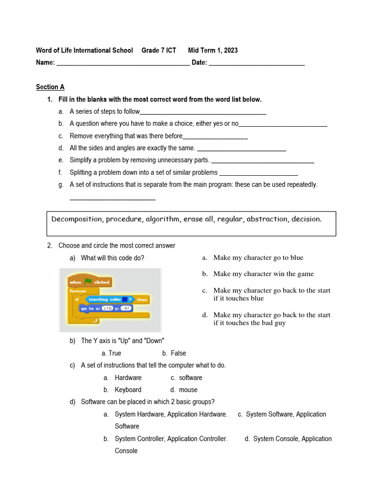G 7 ICT Mid Term 1 2023 | PDF