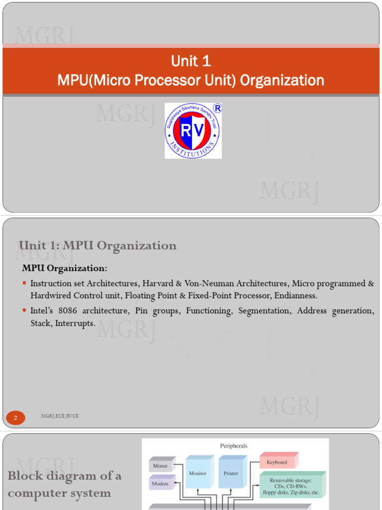 Unit 1 MPUOrganization | PDF | Central Processing Unit | Random Access Memory