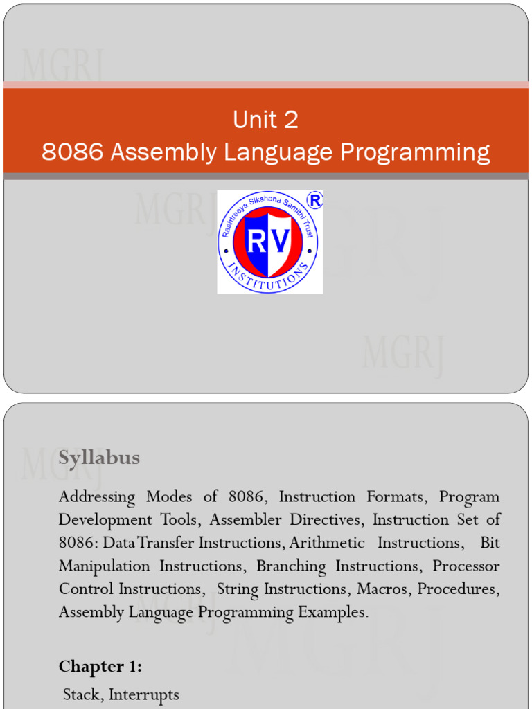 Unit 2 8086 Assembly Language Programming | PDF | Assembly Language ... Unit 2 8086 Assembly Language Programming | PDF | Assembly Language ...