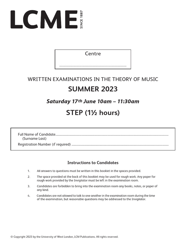 LCM Theory 2023 Summer Step | PDF | Notation | Music Theory