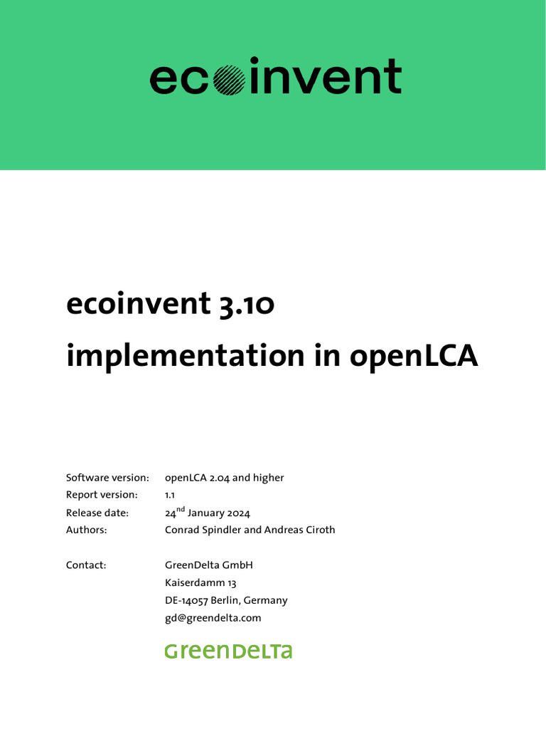 Ecoinvent 3 10 in openLCA | PDF | Life Cycle Assessment | Databases