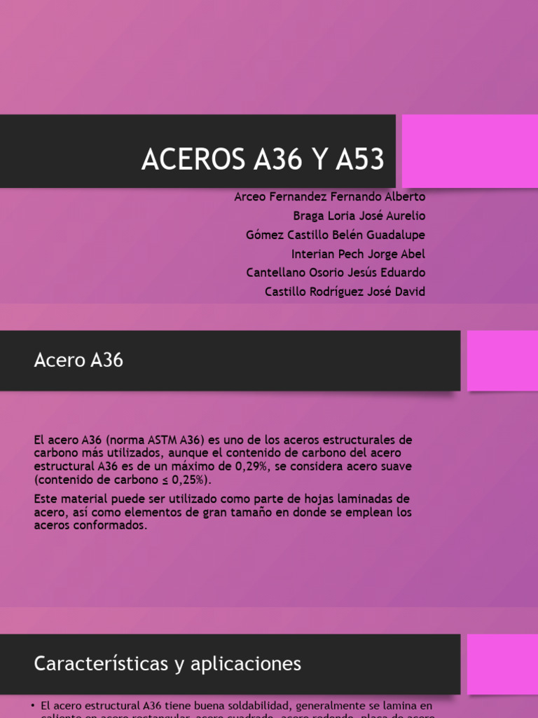 Aceros A36 y A53 | Descargar gratis PDF | Acero | Tubería (transporte de fluidos)