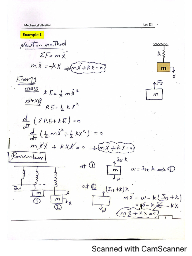 Mechanical Vibration Lectures Examples P | PDF