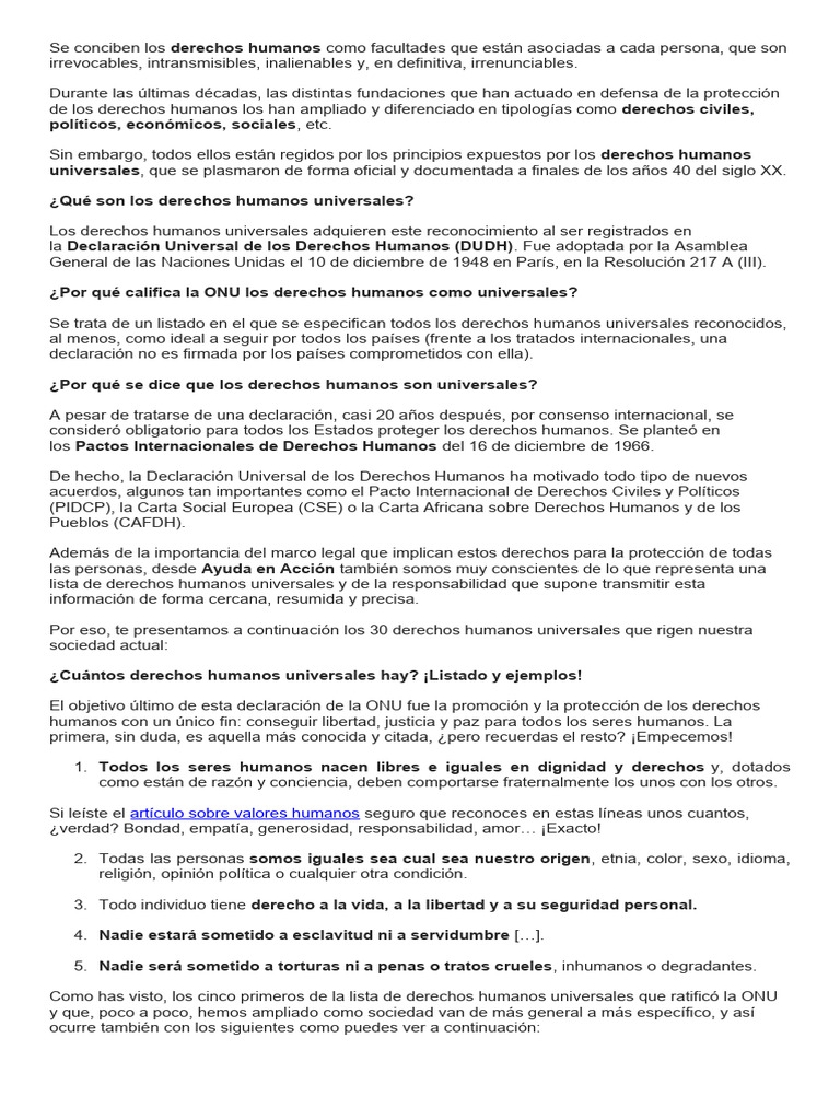 Derechos Humanos Universales | PDF | Derechos humanos | Derechos