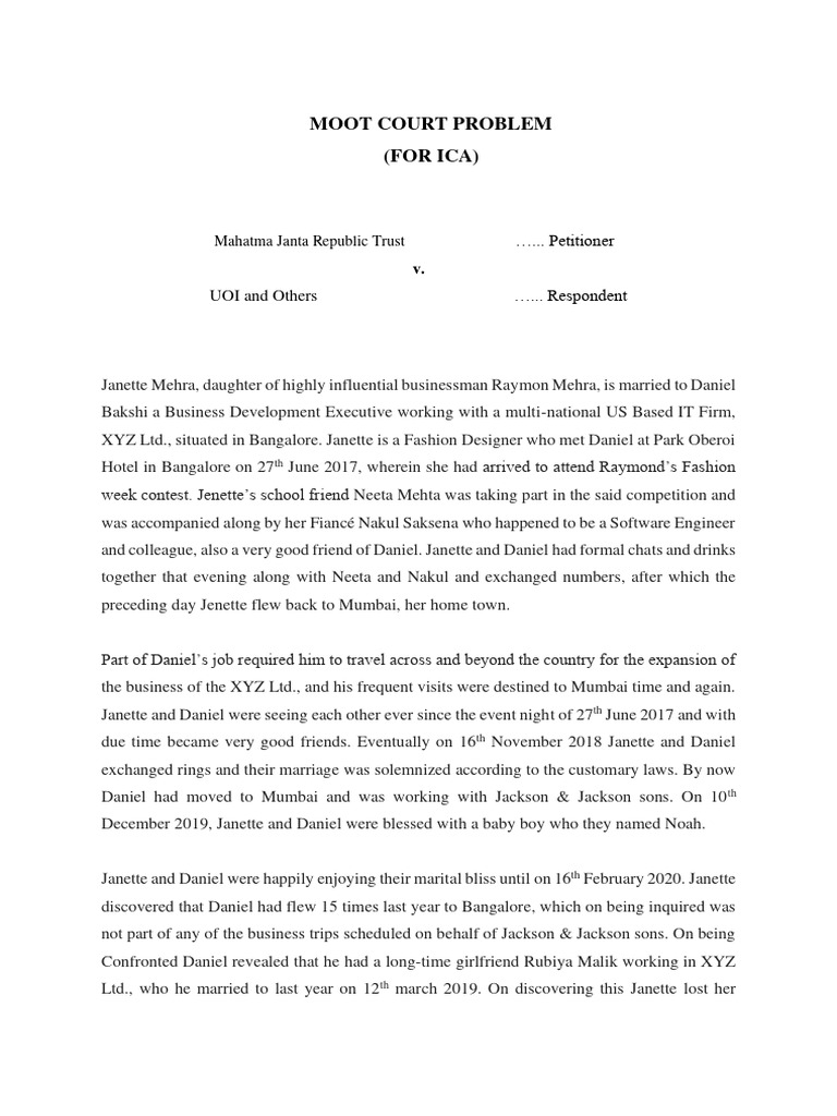 ICA MOOT Problem-2021-22 Batch | PDF | Supreme Court Of India | Judiciaries
