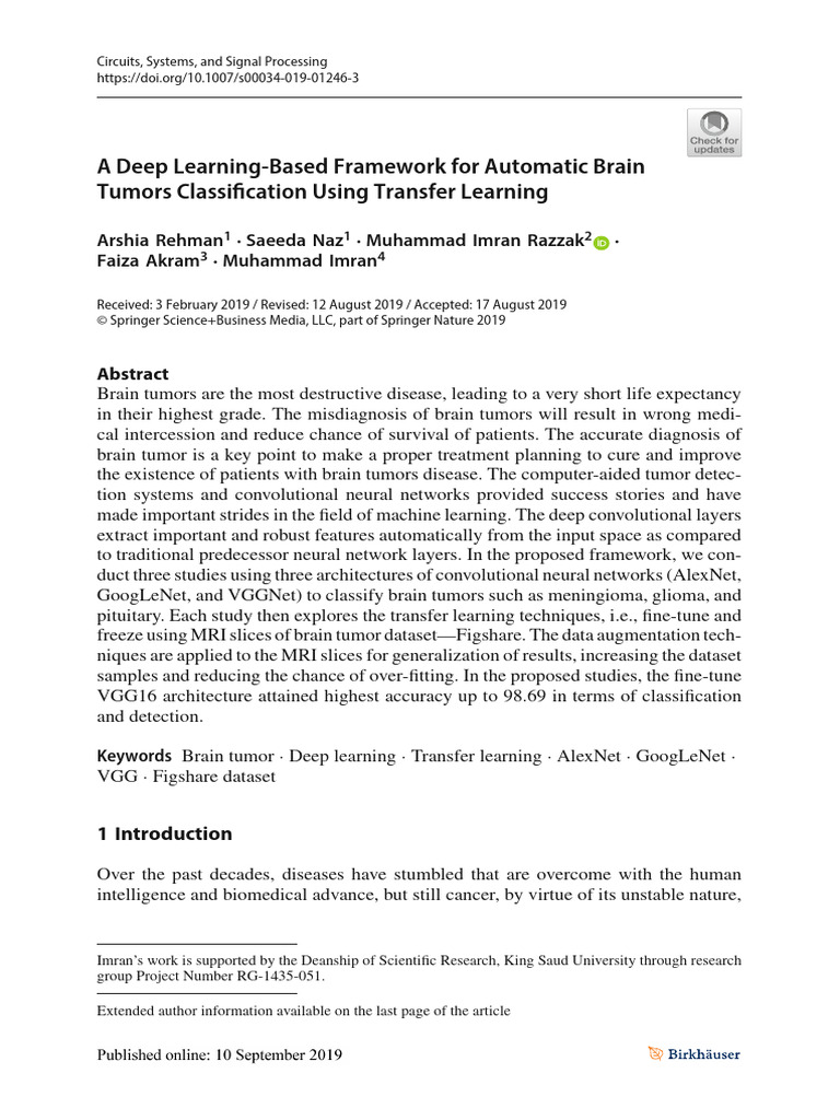 A Deep Learning Based Framework For Auto | Download Free PDF | Deep Learning | Sensitivity And ...