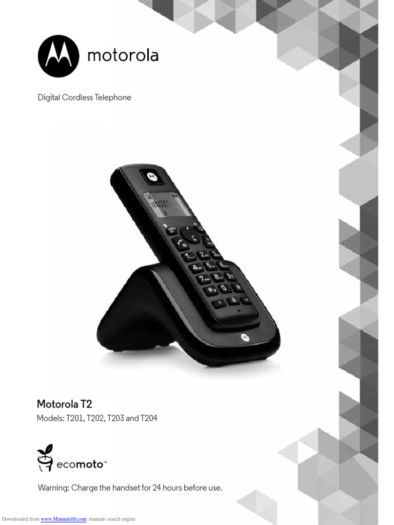 Digital Cordless Telephone: Motorola T2 | PDF | Rechargeable Battery ...