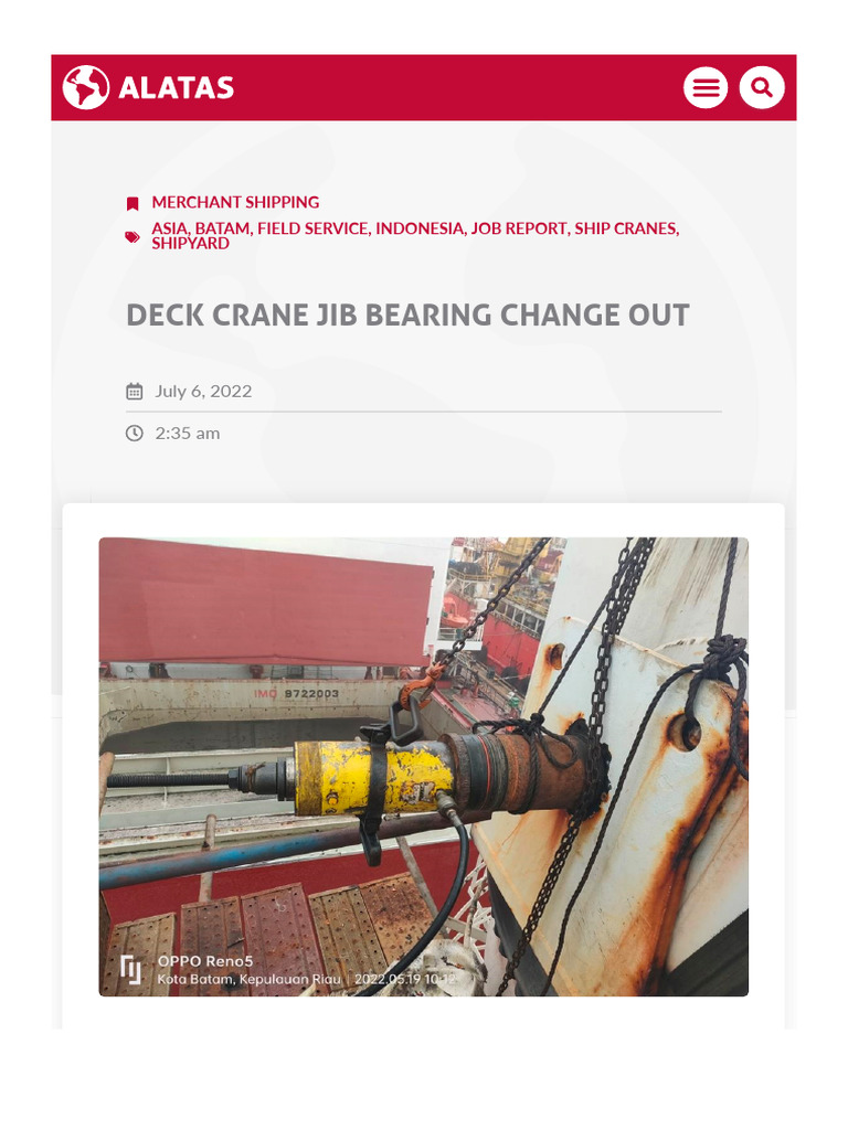 Deck Crane Jib Bearing Change Out - Alatas | Download Free PDF | Crane ...