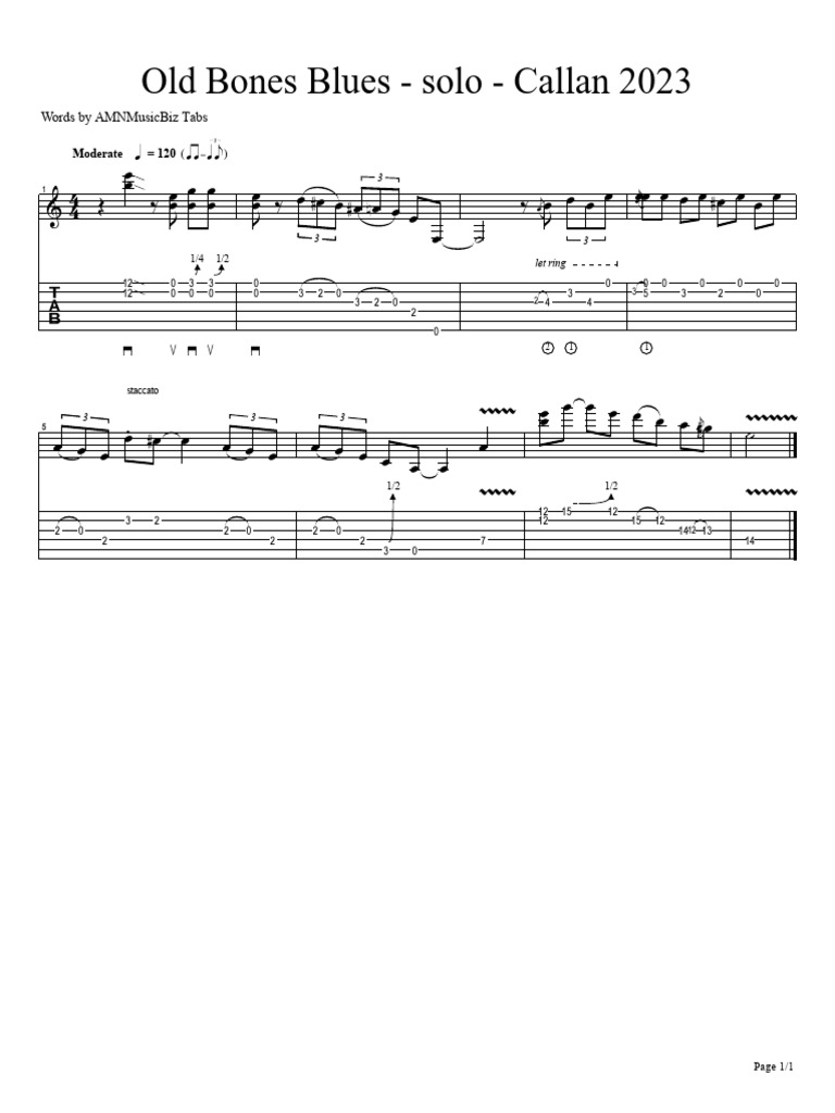 Old Bones Blues - Solo - Callan 2023 | PDF
