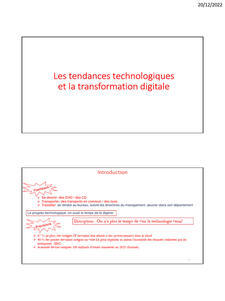 Complément Chapitre 1 - Les Tendances Technologiques Et La Transformation Digitale | PDF