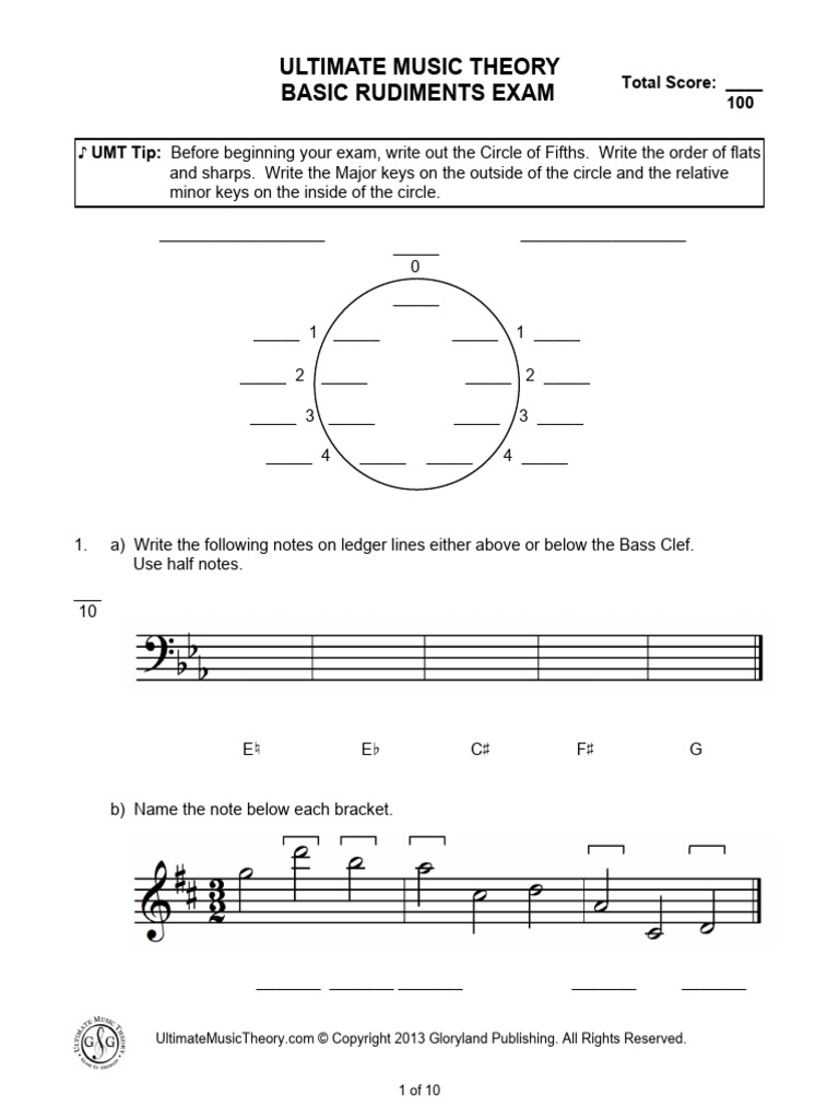 UMT-Basic Exam 2013 | PDF | Scale (Music) | Minor Scale