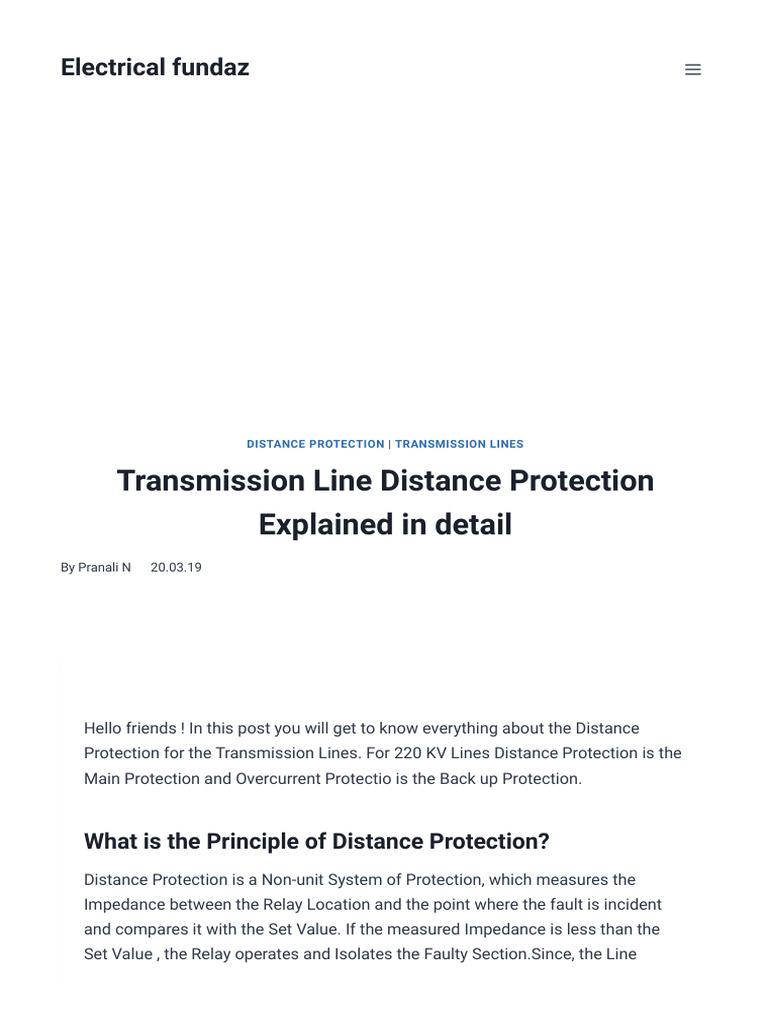 Distance Protection for Transmission Lines | PDF | Electricity | Power ...