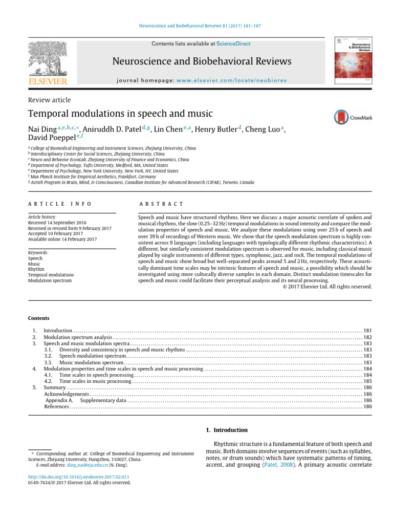 Temporal Modulations in Speech and Music | PDF | Foreign Language ...