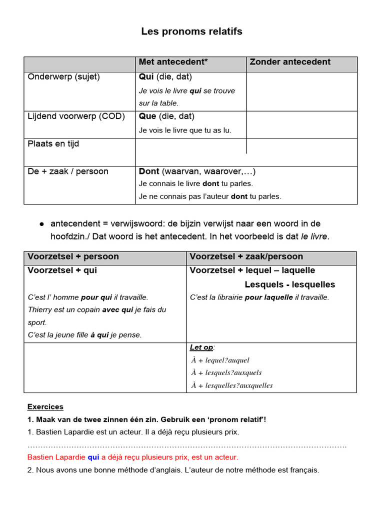 Les Pronoms Relatifs - 1 | PDF