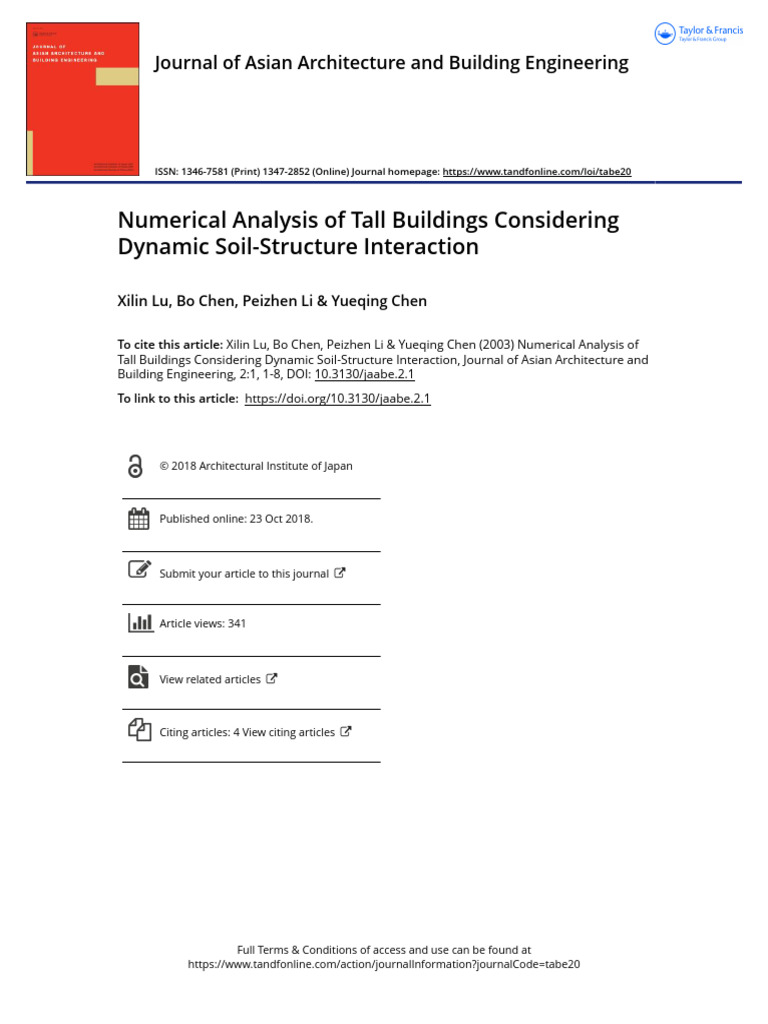 Numerical Analysis of Tall Buildings Considering Dynamic Soil Structure Interaction | PDF