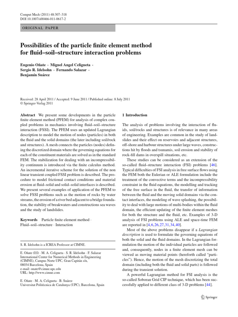 Possibilities of The Particle Finite Element Method | PDF | Finite ...