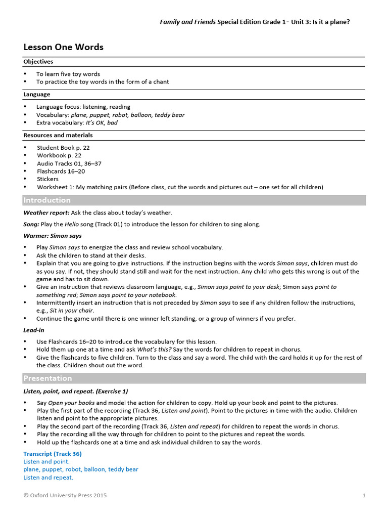 G1 Selective LessonPlan Unit3 | PDF