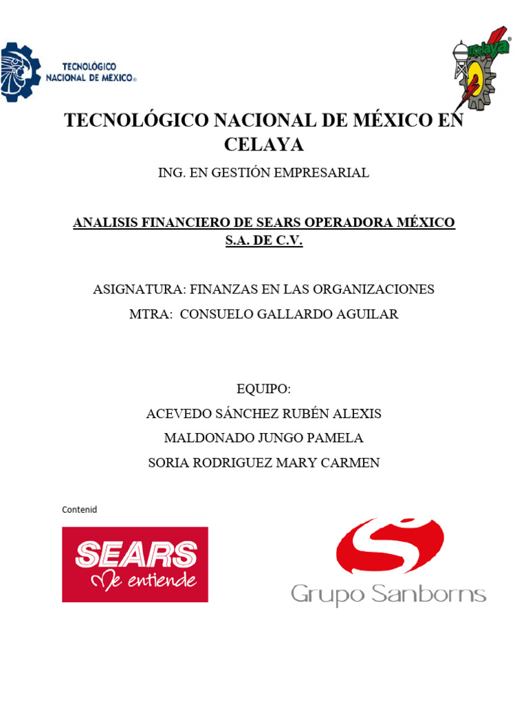 Análisis Financiero de Sears México 2010-2014 | PDF | Porcentaje ...